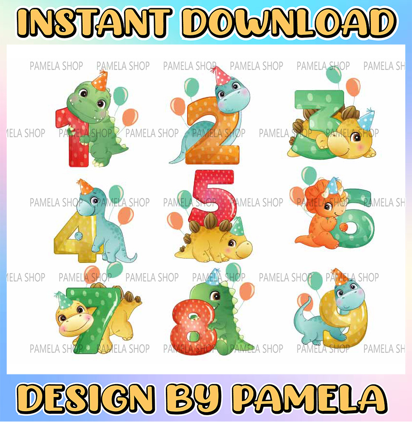 Dinosaur T rex Numbers Png, Dinosaur Theme Birthday Party, B | Inspire ...