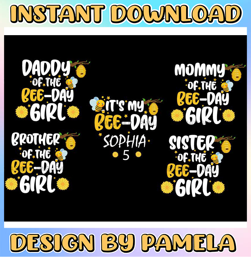 Personalized Bee Day Svg Png, Bee Birthday Png, Family Bee B - Inspire ...