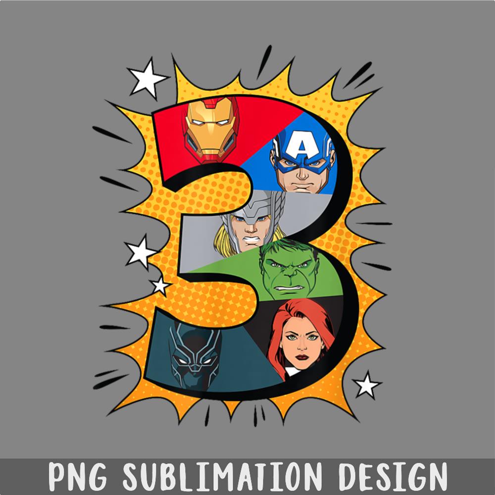 Marvel Avengers Comic Super Heroes 3rd Birthday Design PNG. - Inspire ...