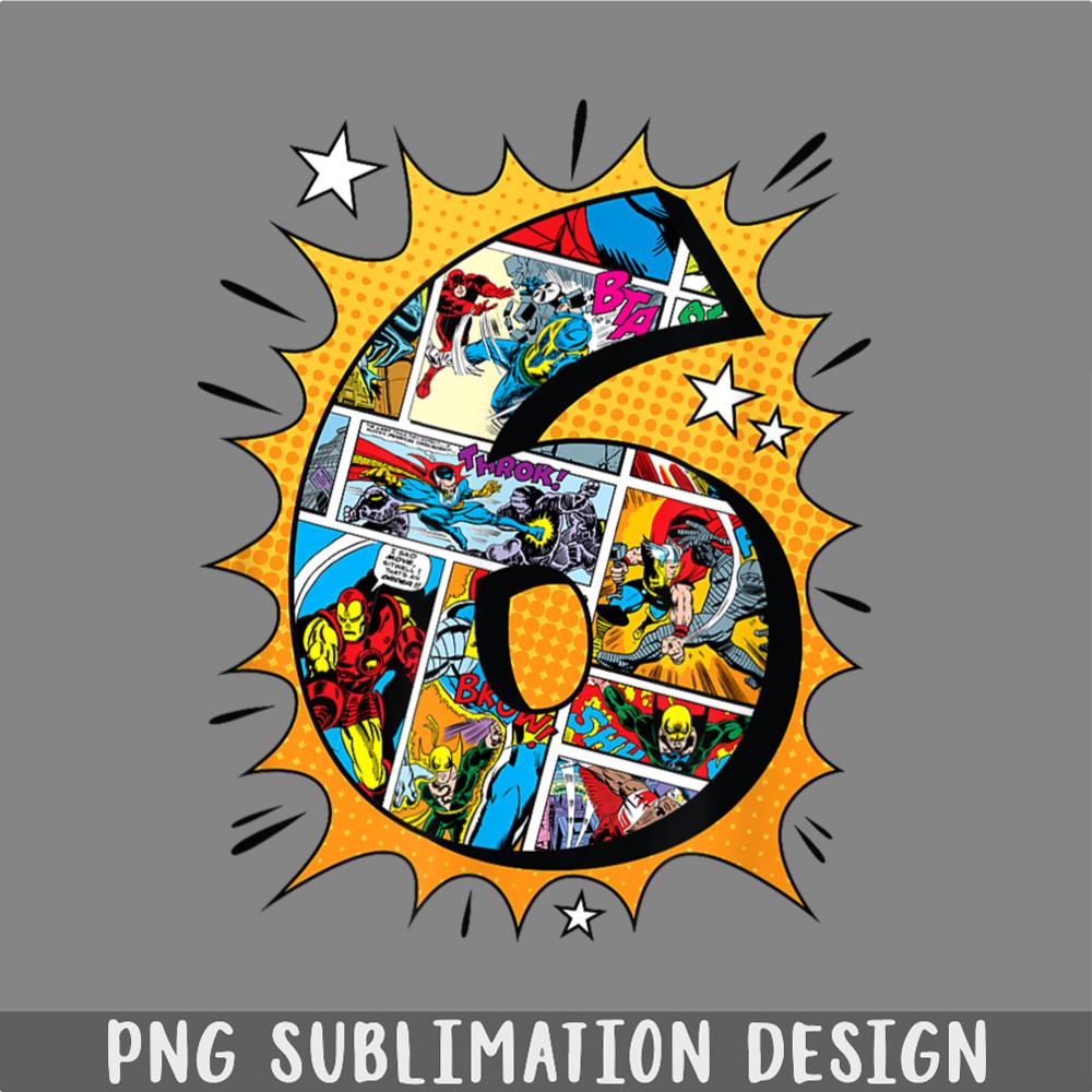 Marvel Avengers Comics 6th Birthday TShirt Design PNG. Insta - Inspire ...