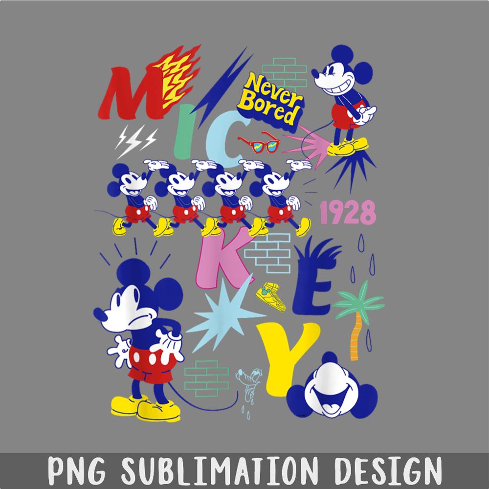 Disney Mickey Mouse Vintage Never Bored Design PNG. Instant | Inspire ...