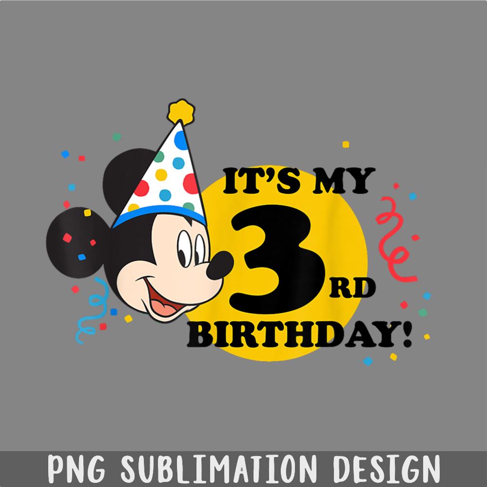Disney Mickey Mouse 3rd Birthday TShirt Design PNG. Instant | Inspire ...