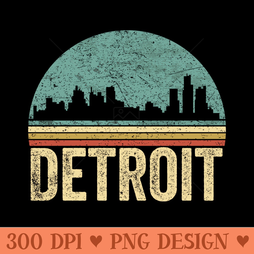 Retro Vintage Detroit Skyline 70s 80s Souvenirs Detroit - Hi | Inspire ...
