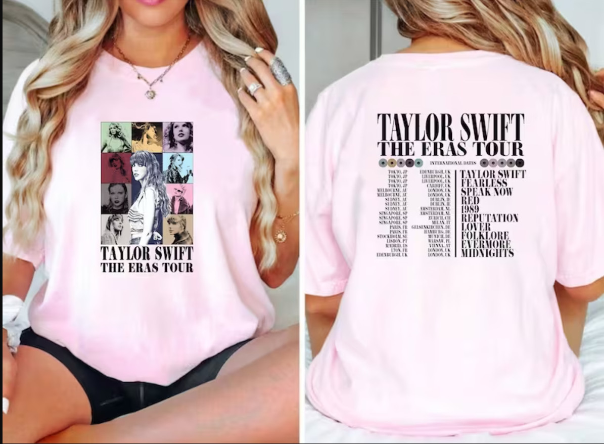 Taylor Swift The Eras Tour, Taylor Swift Merch, Two Sided Th - Inspire ...