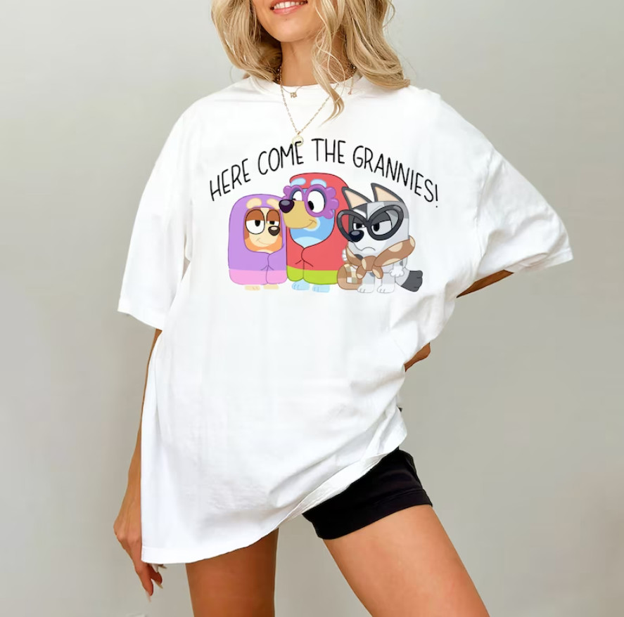 Bluey Mom Comfort Colors Shirt, Here Comes the Grannies Blue | Inspire ...