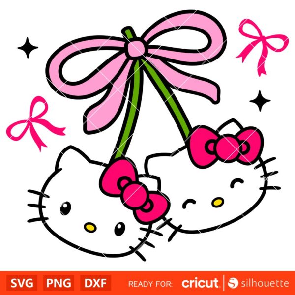 Hello Kitty Coquette Cherry Svg, Pink Bow Svg, Sanrio Svg, K - Inspire ...