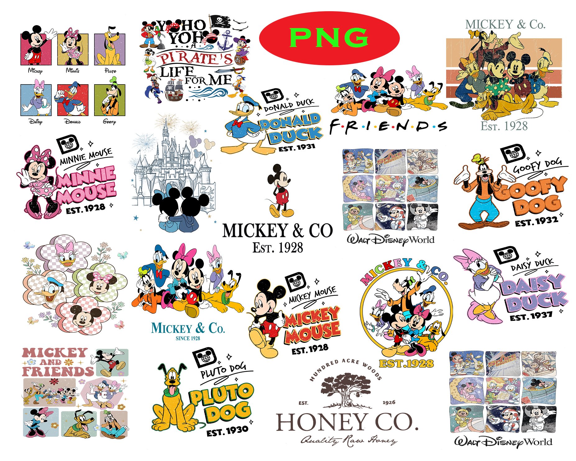 Mickey and Friends Png Bundle, Family Vacation Png, Mickey C | Inspire ...