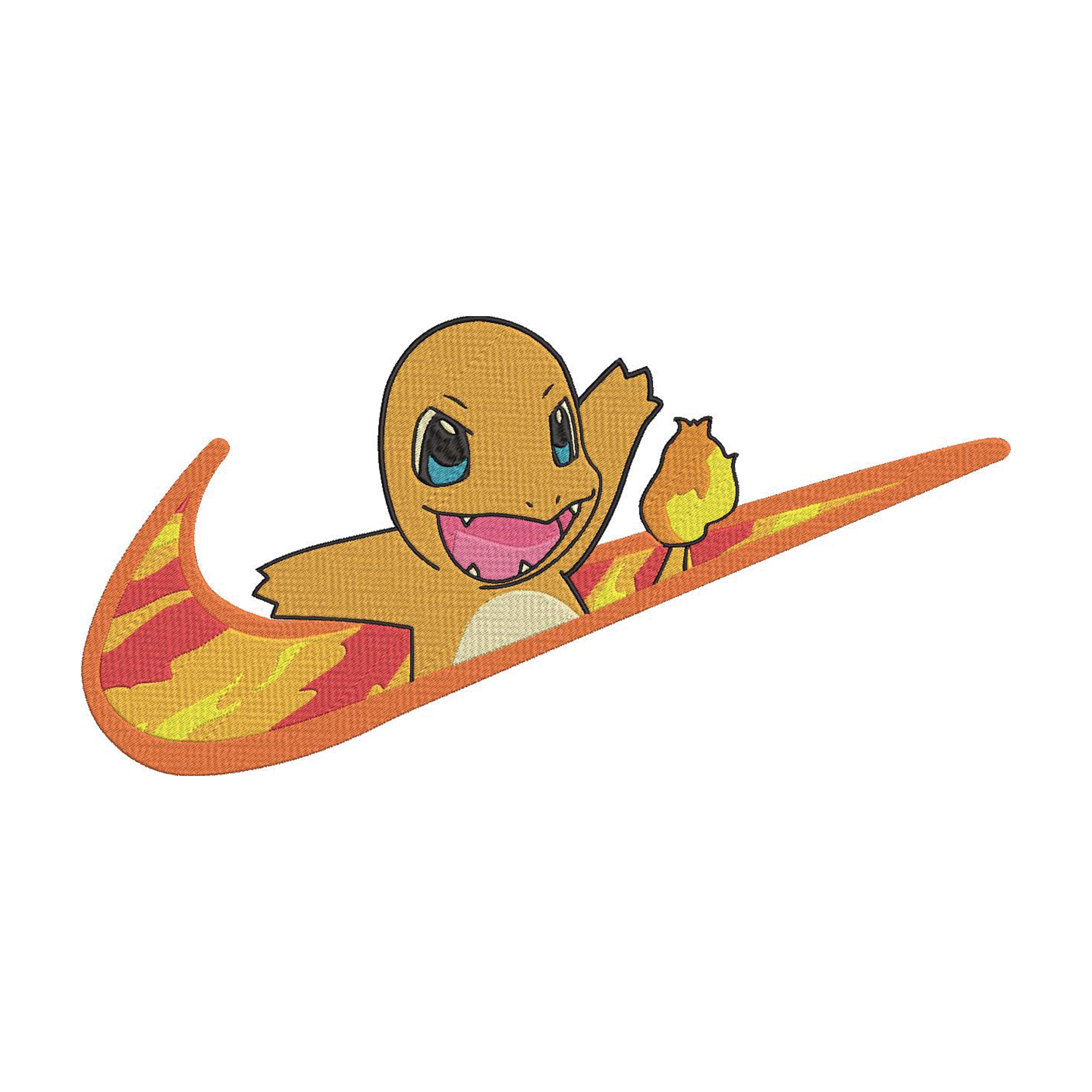 Nike x Charmander embroidery design, Pokemon embroidery,Nike | Inspire ...