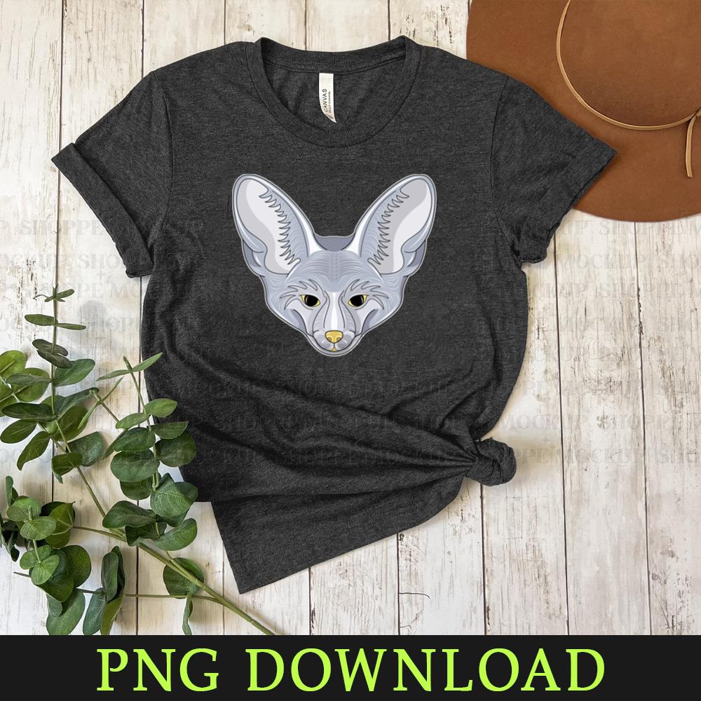cute silver bat eared fox face Cartoon Animals, PNG design | Inspire Uplift
