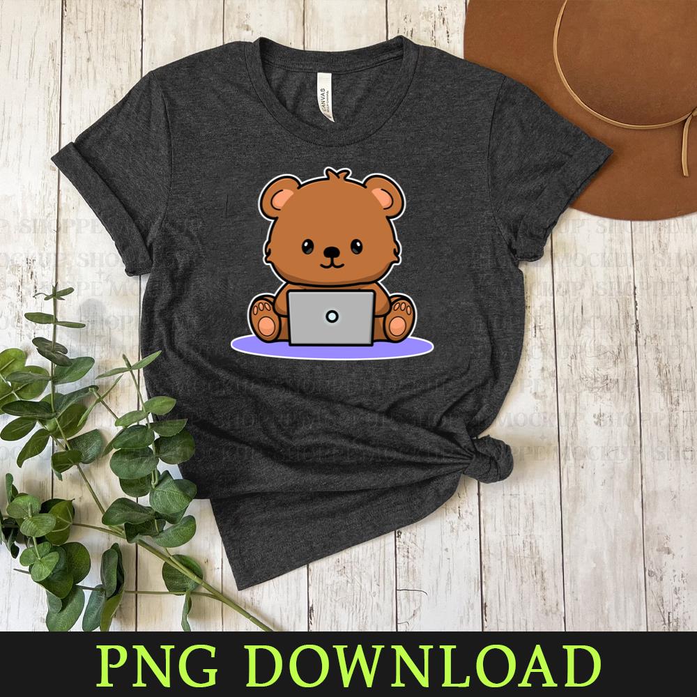 Cartoon Bear on Computer Cartoon Animals, PNG design | Inspire Uplift