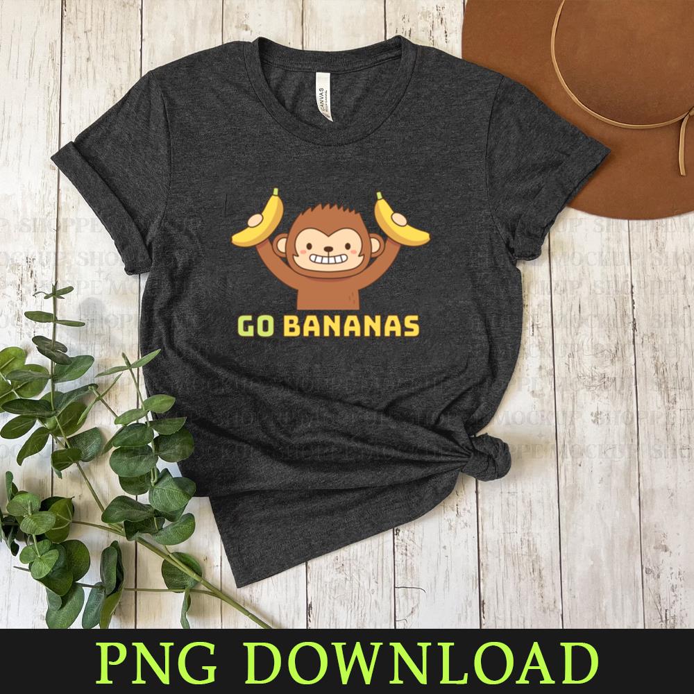 Cute Monkey Go Bananas Doodle PNG Sublimation Digital Downlo | Inspire ...