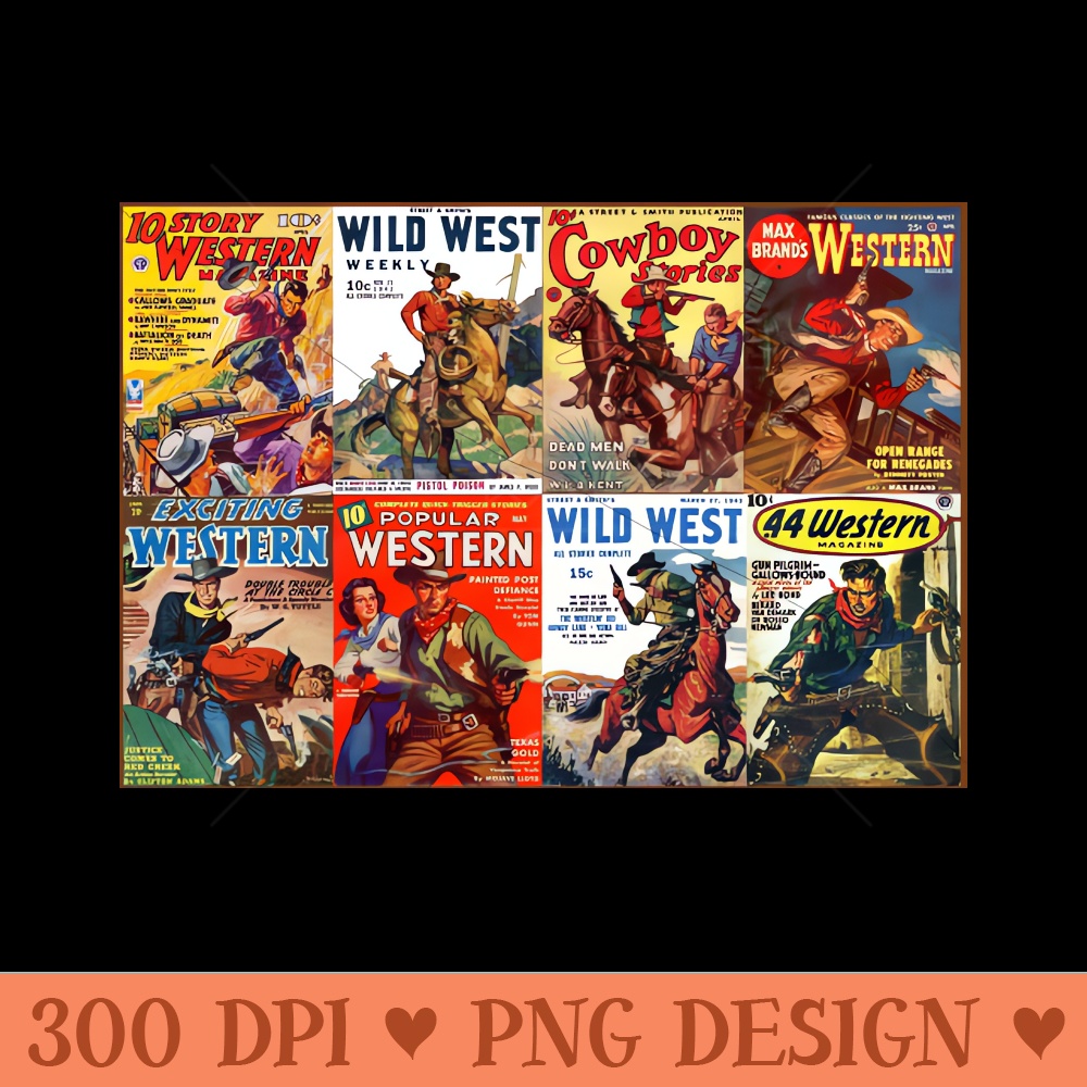 Vintage Western Pulp Magazine Cover Collage - Premium PNG Do | Inspire ...