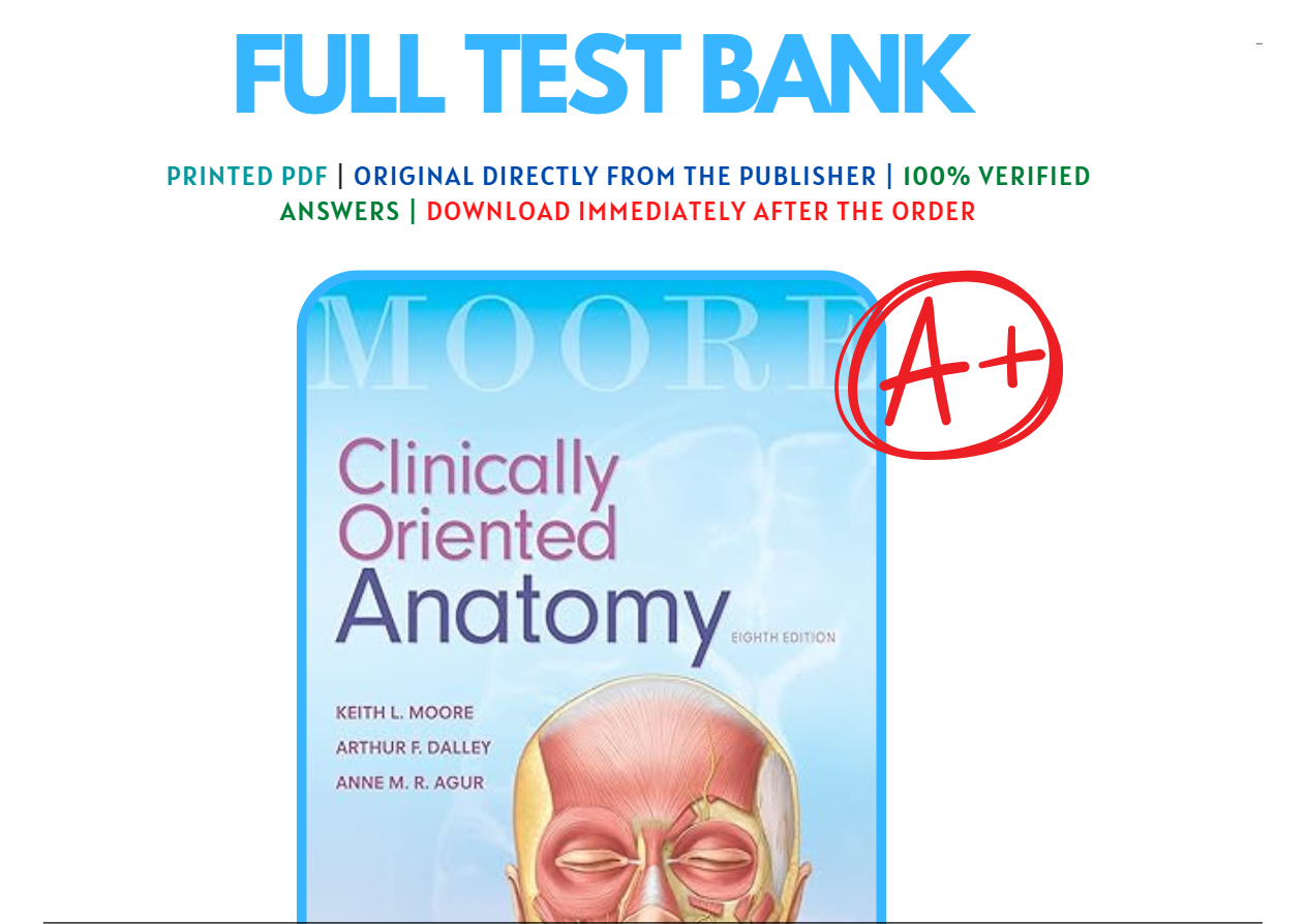 Test Bank For Clinically Oriented Anatomy 8th Edition Moore Inspire