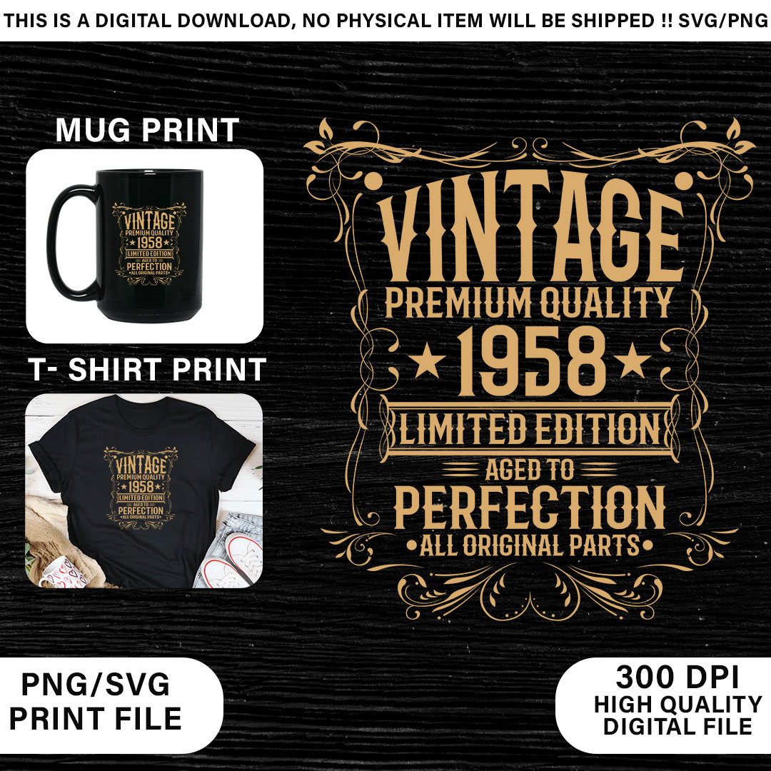 Vintage 1958 svg, Birthday Svg, Aged to perfection, Limited | Inspire ...