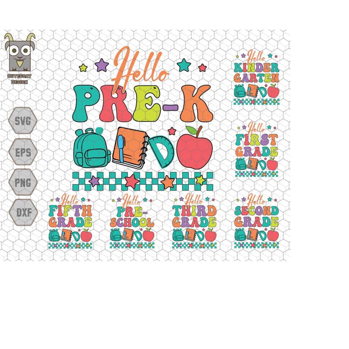 Hello Back To School Svg Bundle, Kindergarten Svg, 1st Day O - Inspire ...