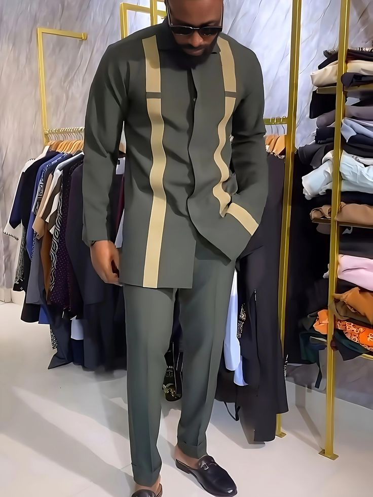 Sleek custom African men's shirt and pant combo, African Men | Inspire ...