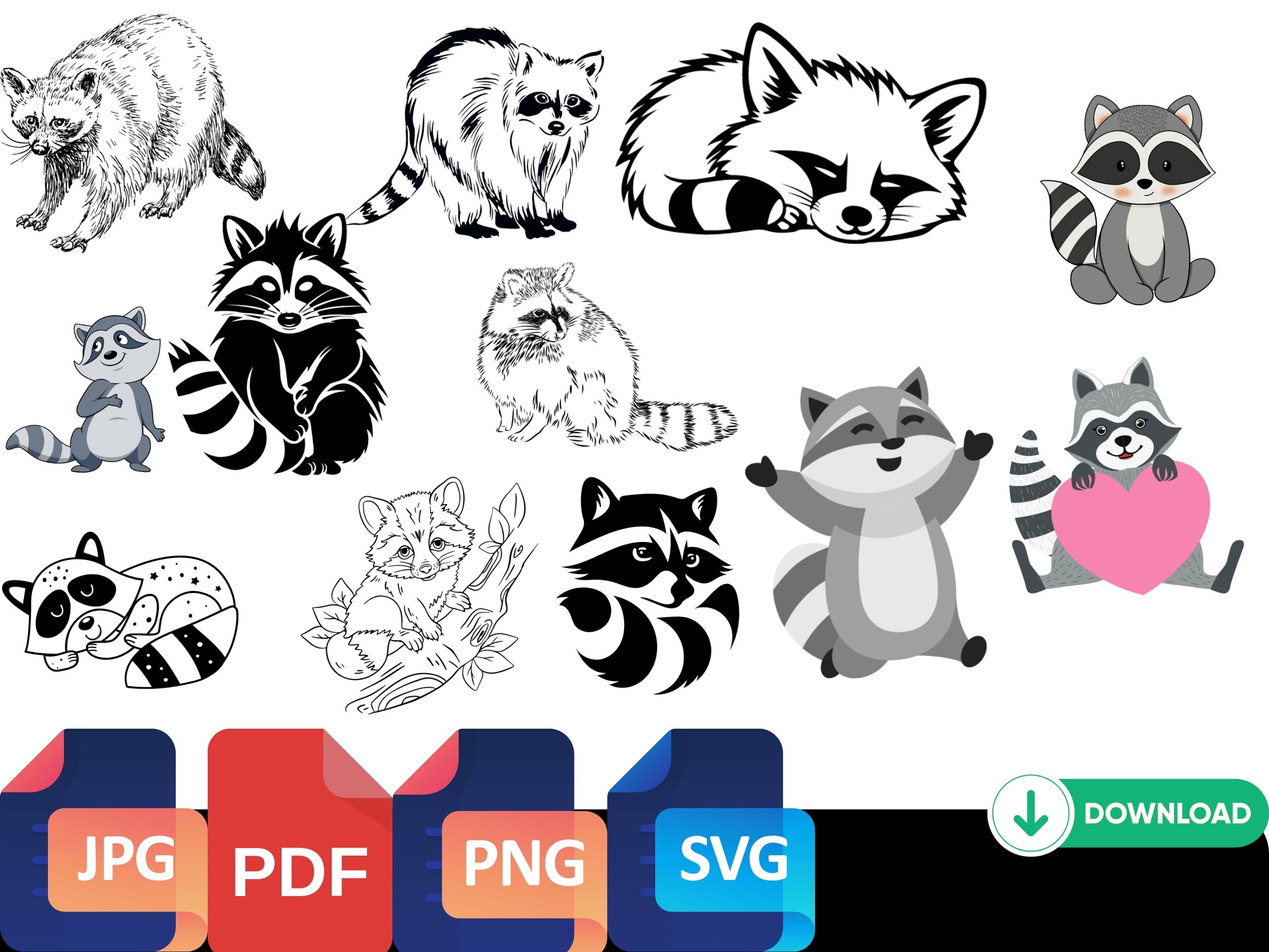 Raccoon SVG, Raccoon Clipart, Raccoon Cut Files, Raccoon Sil | Inspire ...