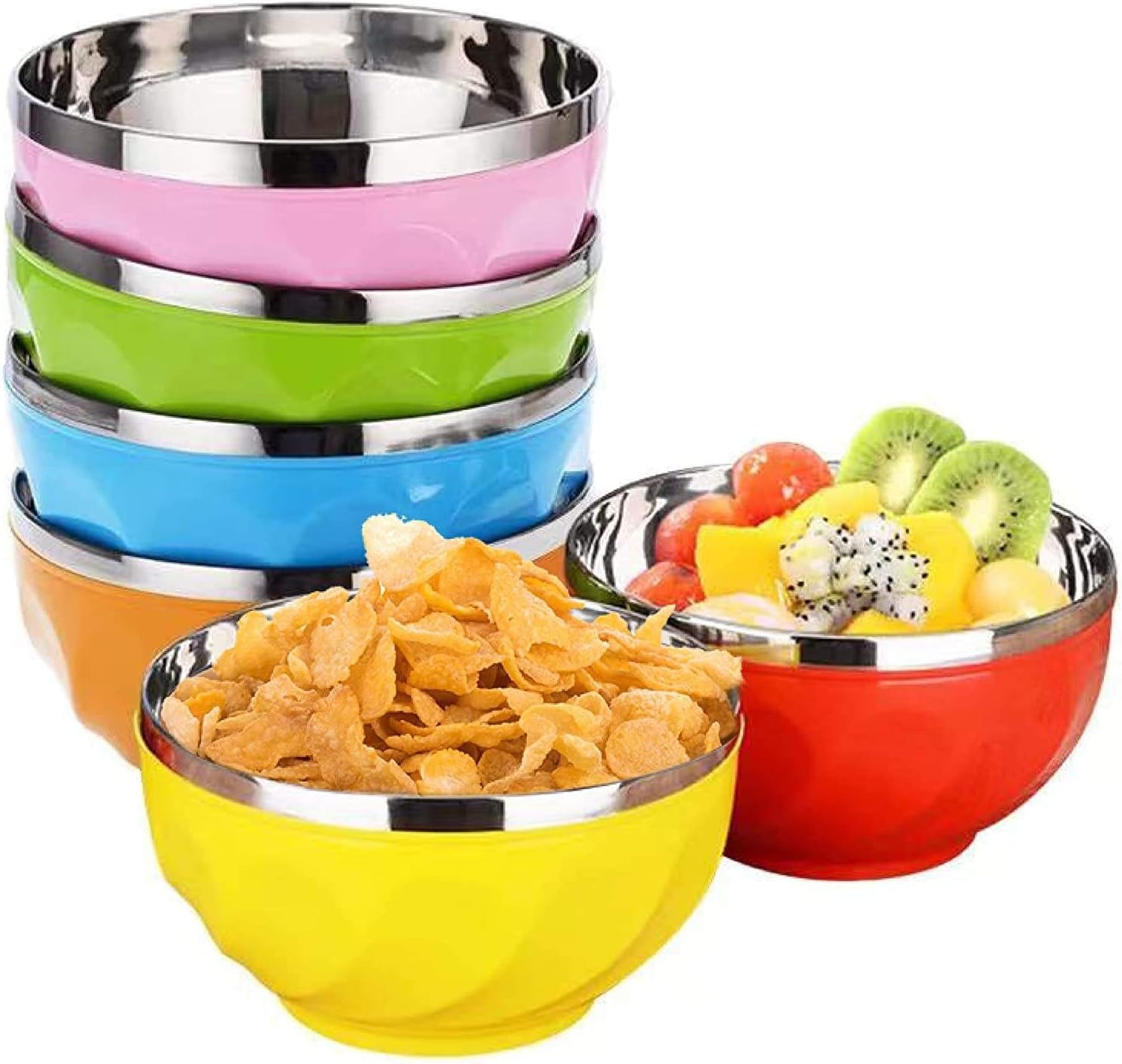 Multi Colored Double walled Insulated Metal Bowls (US Custom - Inspire ...