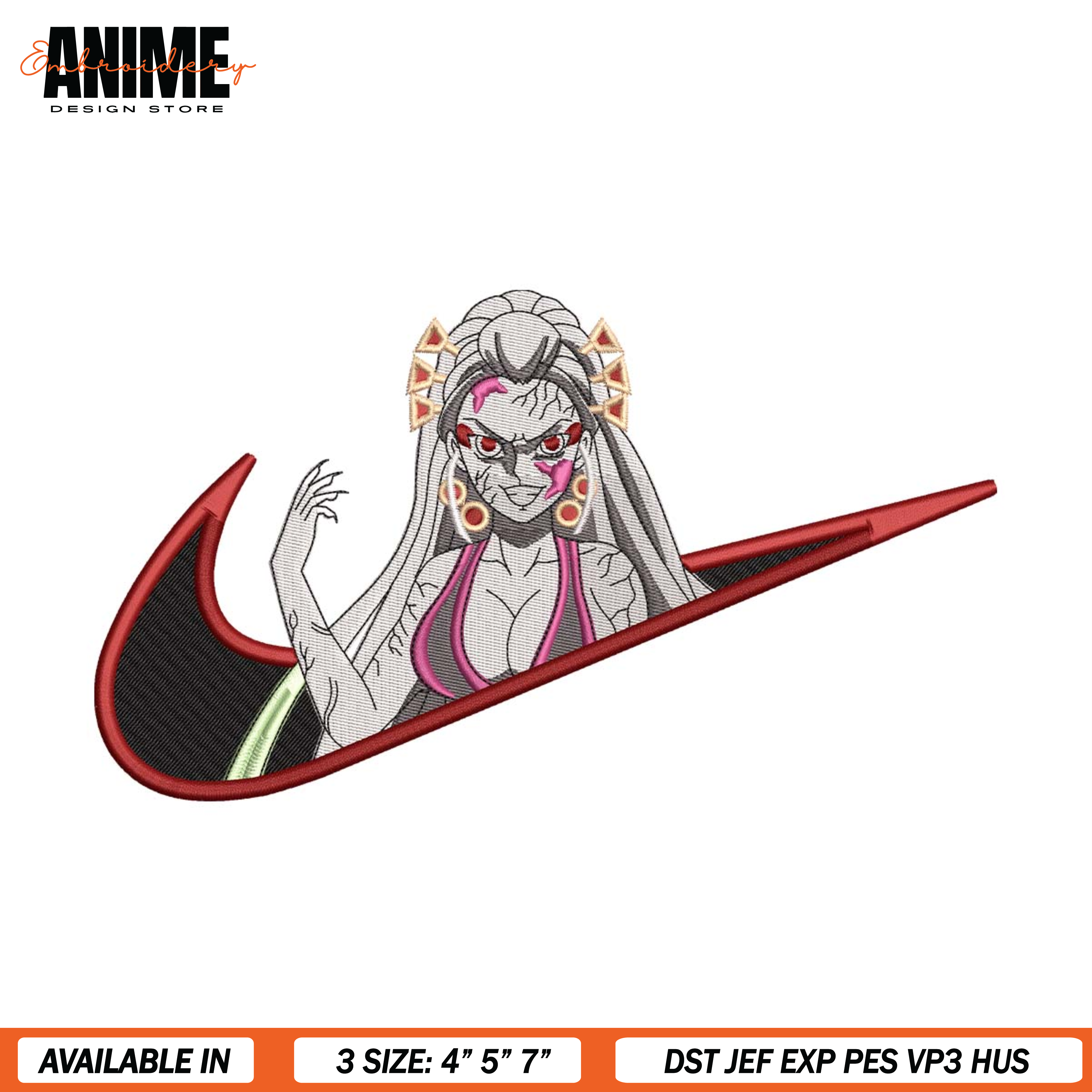 Daki Demon Slayer Nike Embroidery Design Png | Inspire Uplift