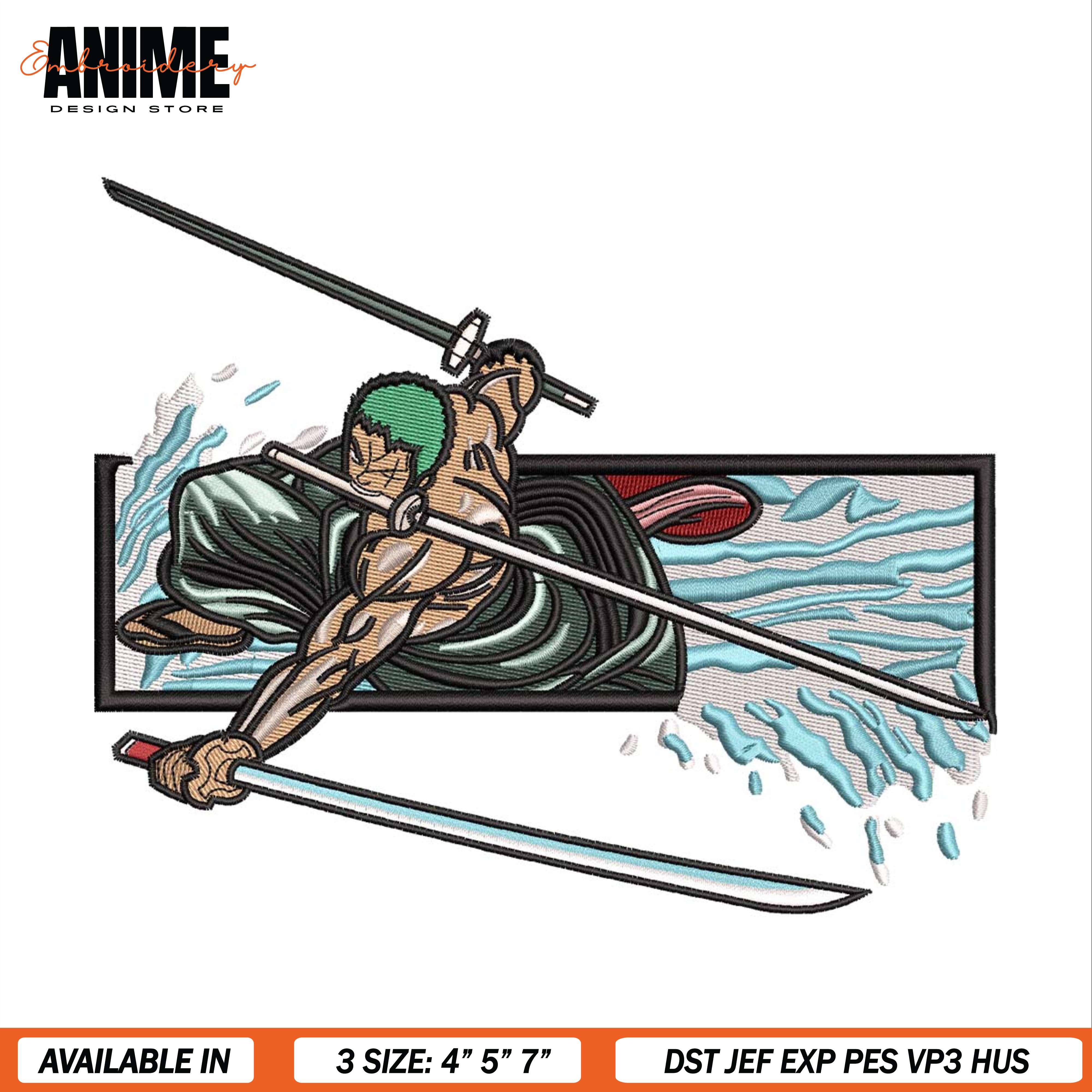 Roronoa Zoro Rectangle Embroidery Design | Inspire Uplift