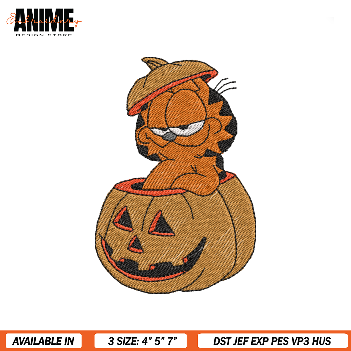 The Garfield Pumpkin Halloween Embroidery | Inspire Uplift
