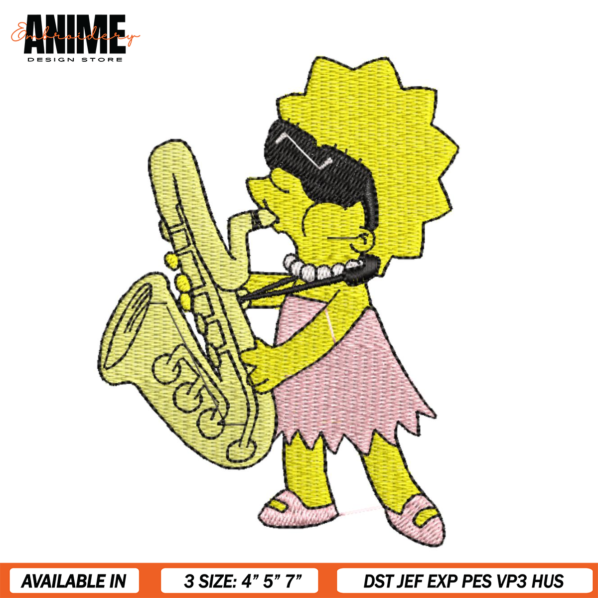 The Simpsons Lisa's Sax Embroidery | Inspire Uplift