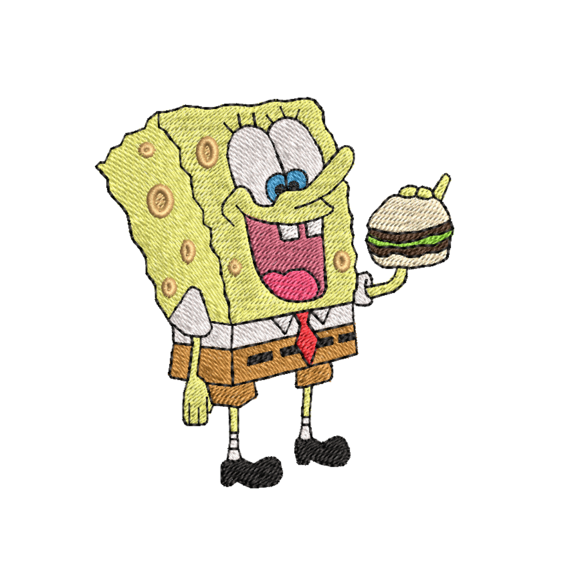SpongeBob Eating Burger Embroidery | Inspire Uplift