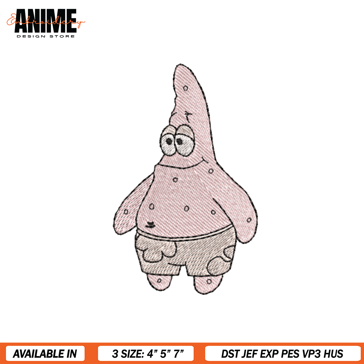 Patrick Star Cartoon Embroidery | Inspire Uplift