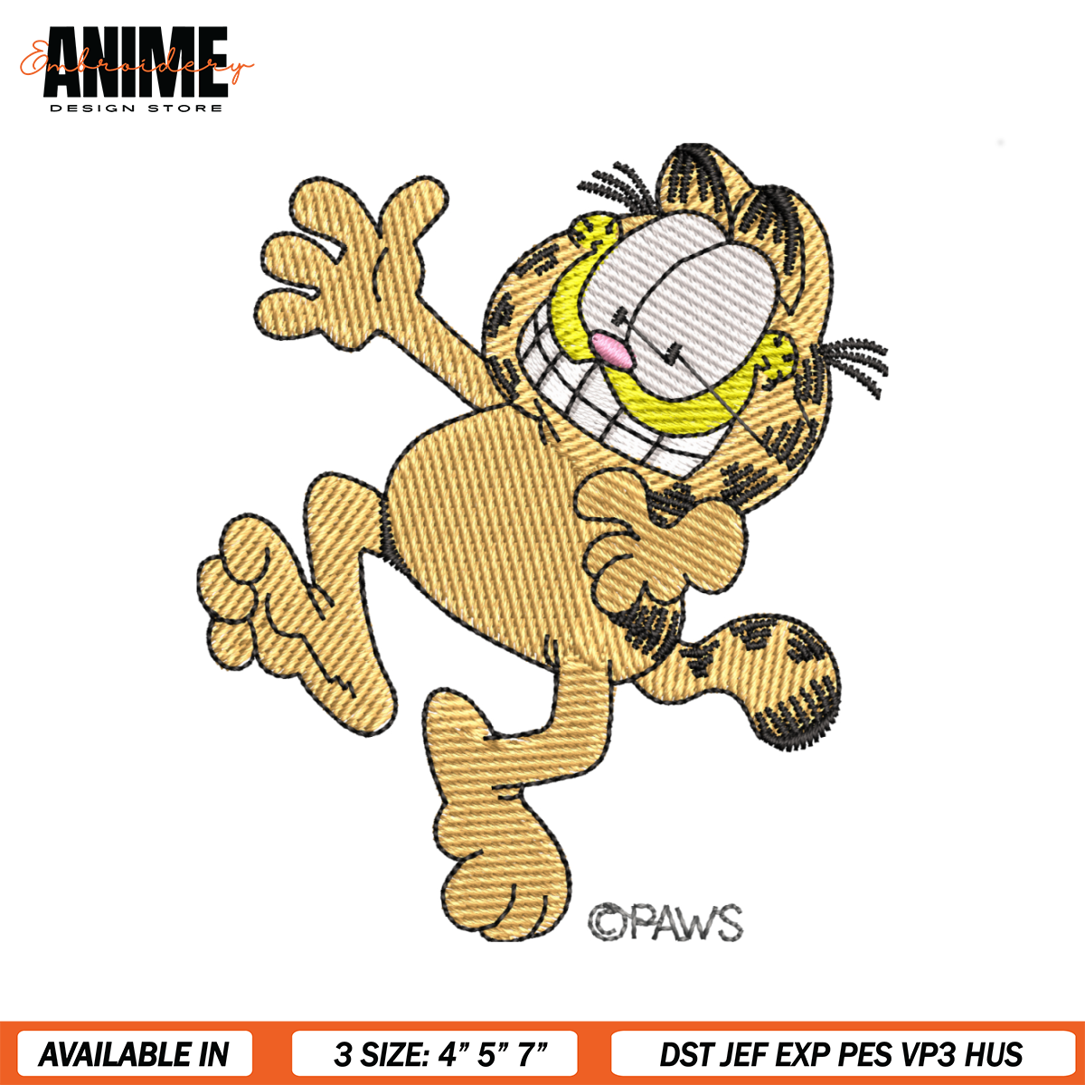 Smiling Garfield Embroidery | Inspire Uplift