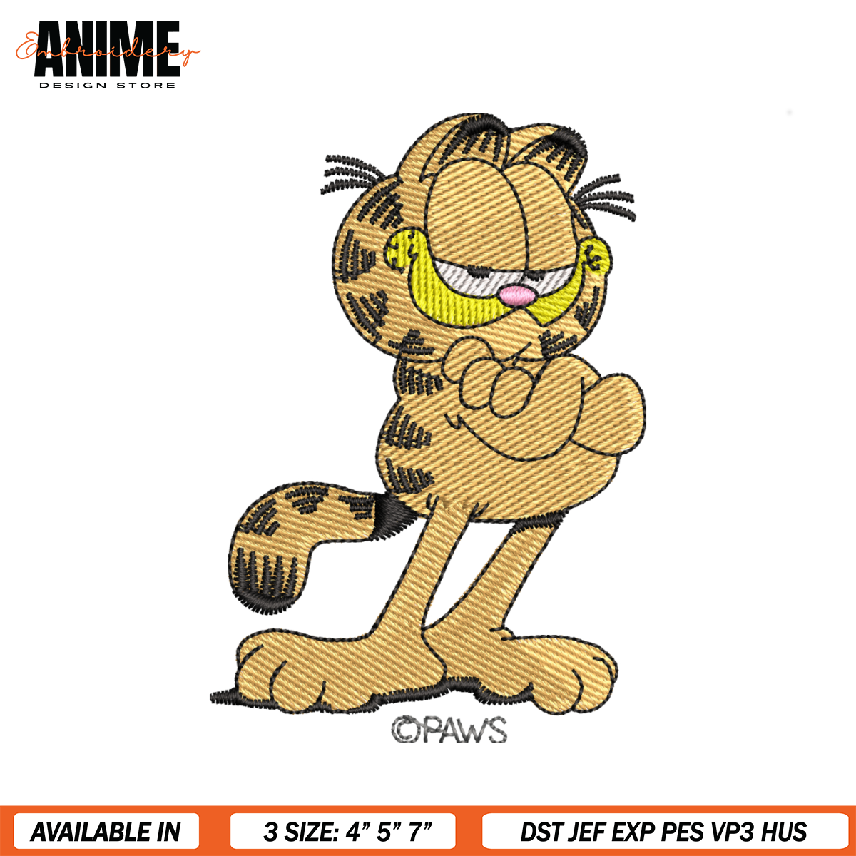 Garfield Proud Cat Embroidery | Inspire Uplift