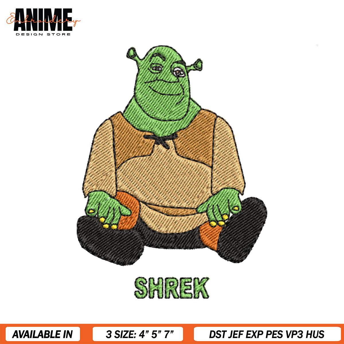 Sitting Shrek Machine Embroidery | Inspire Uplift