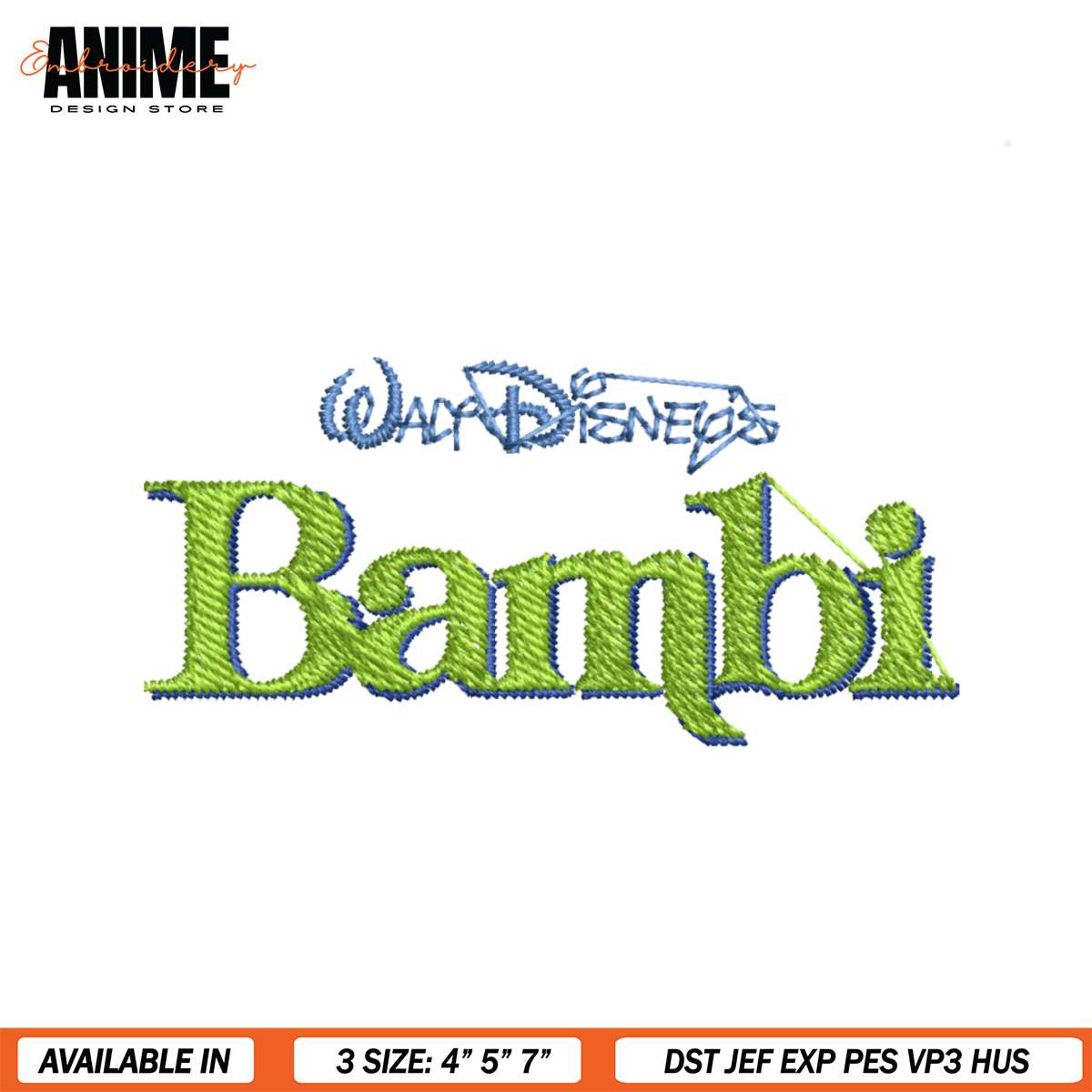 Walt Disney Cartoon Bambi Logo Green Embroidery | Inspire Uplift