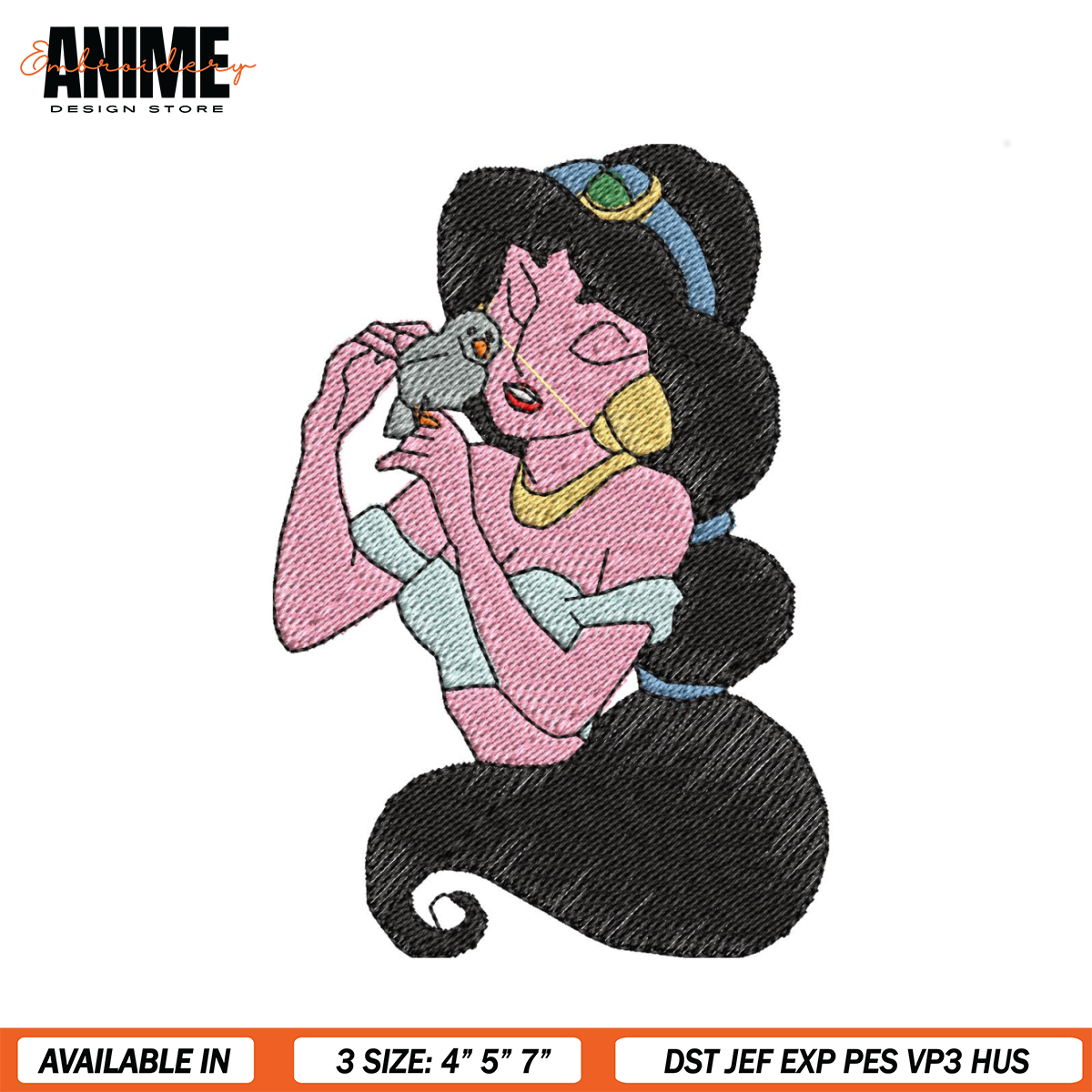 Princess Jasmine and Bird Embroidery | Inspire Uplift