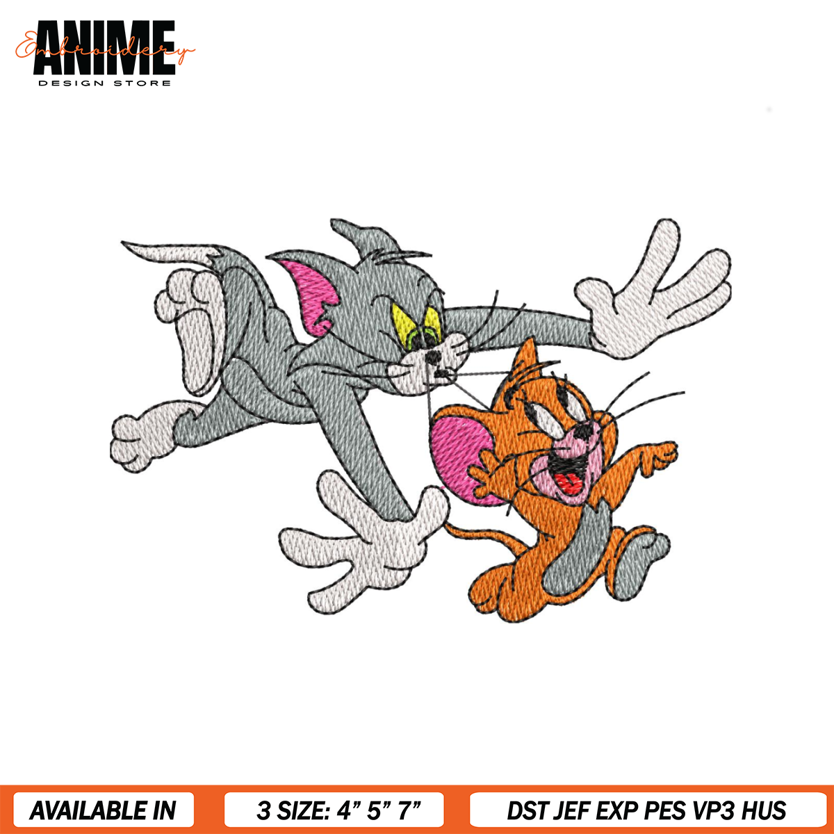 Chasing Mouse Tom and Jerry Embroidery | Inspire Uplift