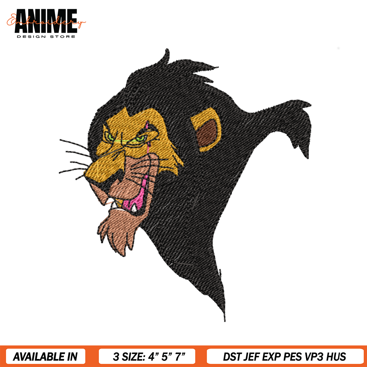 Smiling Face Lion Scar Embroidery, Embroidery Machine Files - Inspire ...