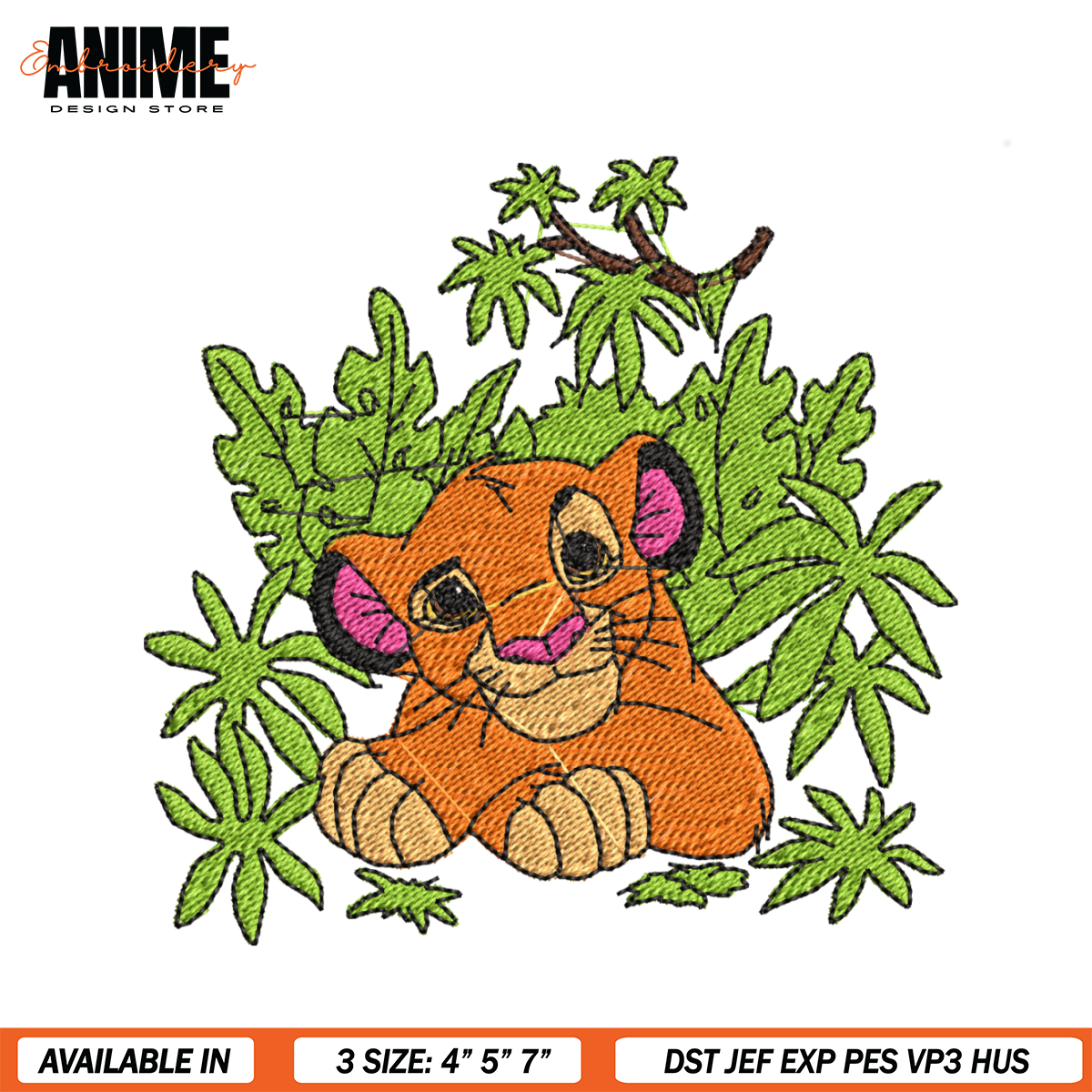 The Lion King Simba in The Jungle Embroidery, Embroidery Des | Inspire ...