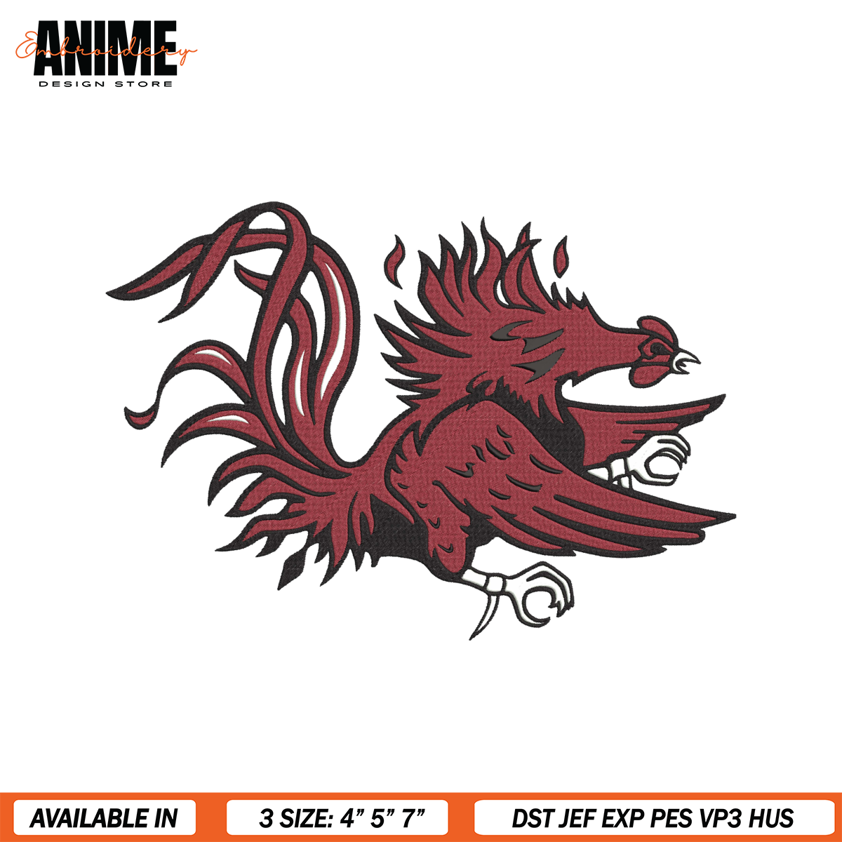 Gamecock mascot embroidery design, Digital Embroidery Design | Inspire ...