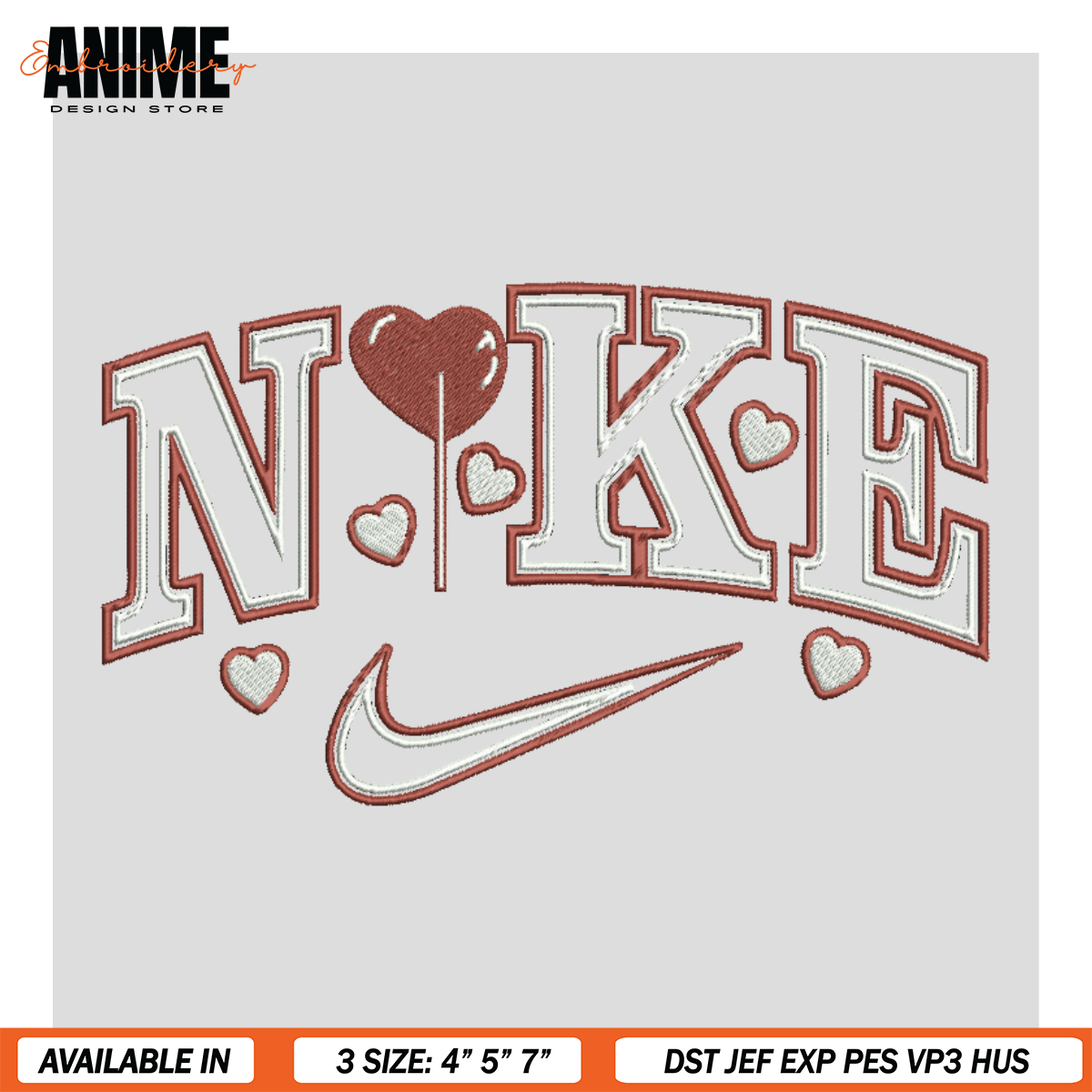 Nike heart cute embroidery design, Digital Embroidery,Embroi | Inspire ...