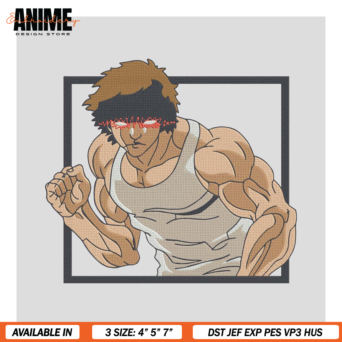 Hanma Baki Embroidery Design File, Baki Hanma Anime Embroide - Inspire ...