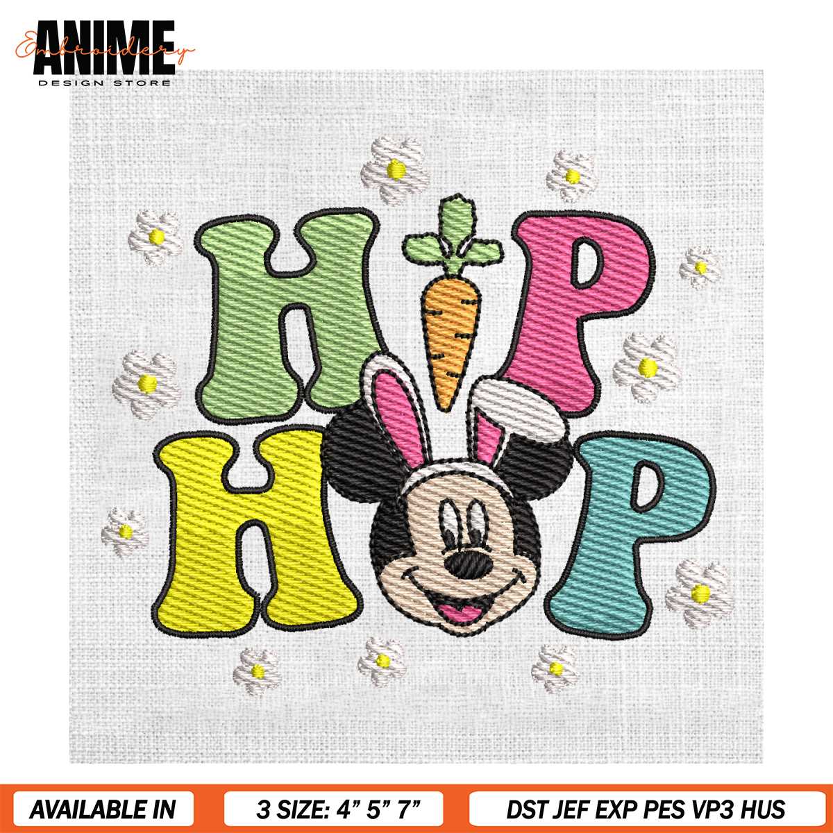 Hip Hop Mickey Mouse Bunny Easter Day Embroidery | Inspire Uplift