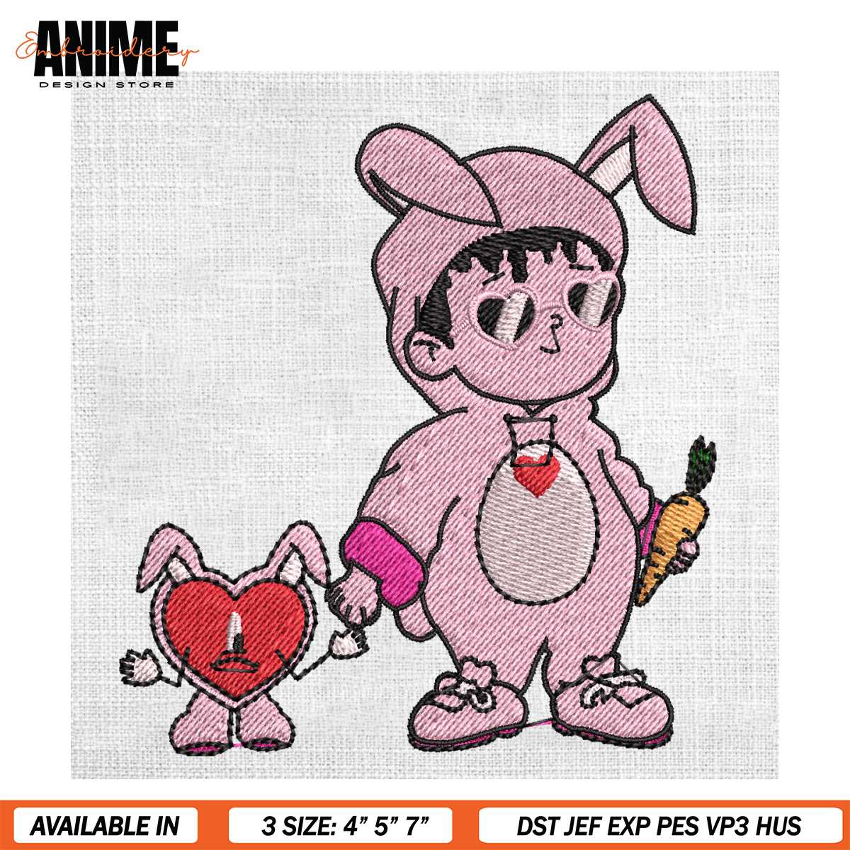 Easter Bunny Costume Sad Heart Boy Embroidery | Inspire Uplift