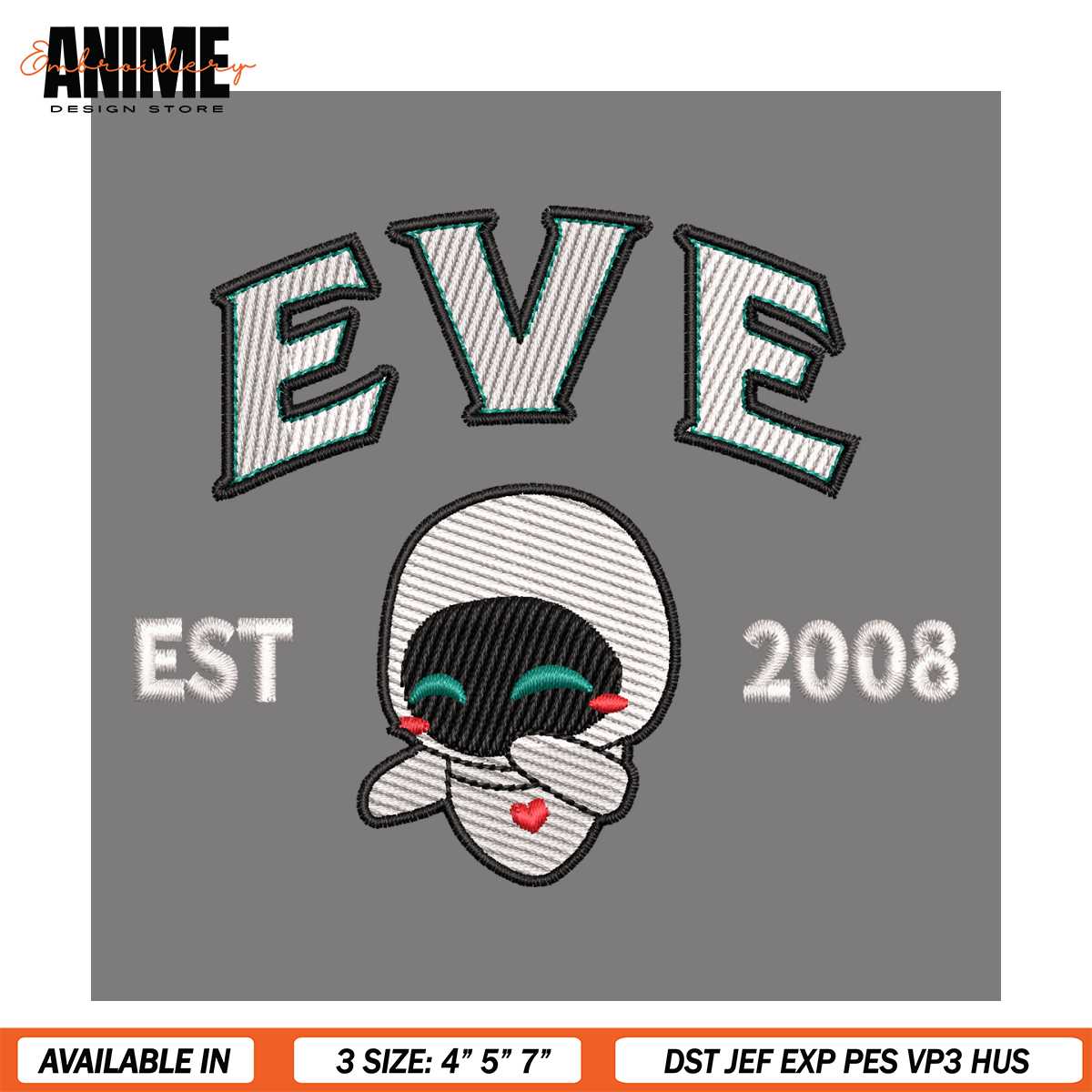 Pixar Robot EVE Est 2008 Design Embroidery | Inspire Uplift