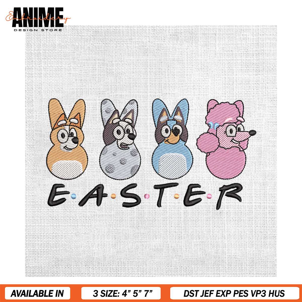 Eaaster Bluey The Kids Peeps Embroidery Design | Inspire Uplift