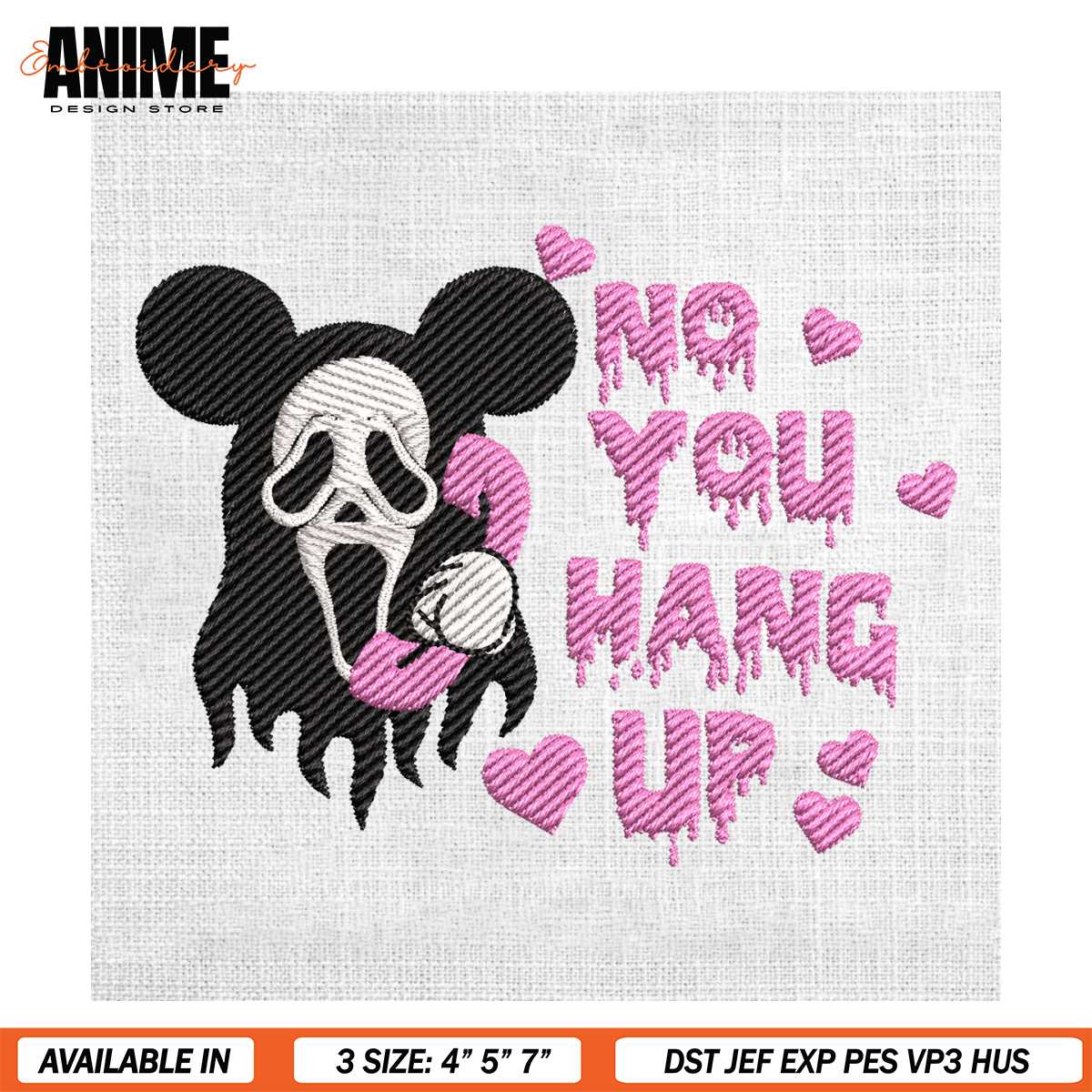 No You Hang Up Funny Mickey Ears Ghostface Embroidery | Inspire Uplift