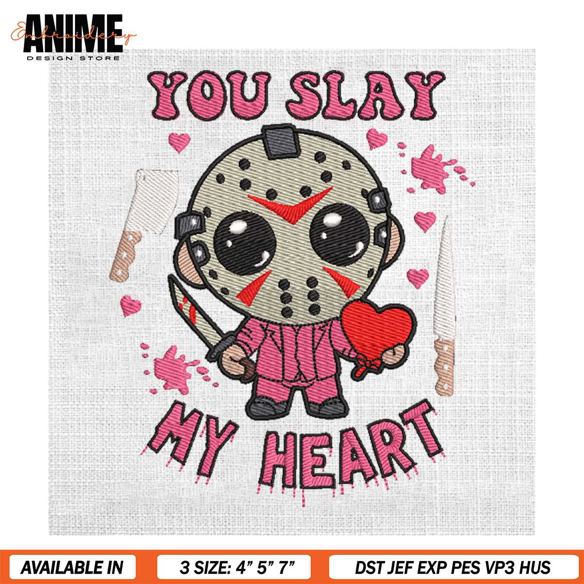 You Slay My Heart Killer Valentine Jason Voorhees Embroidery | Inspire ...