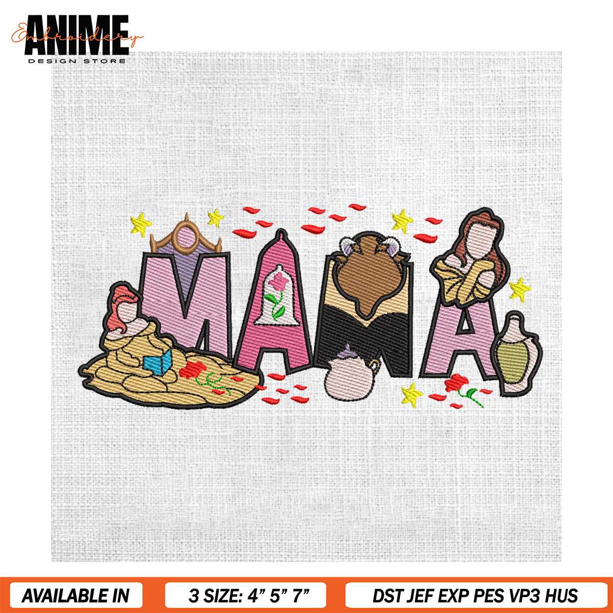 Mama Princess Beauty And The Beast Mother Day Embroidery | Inspire Uplift