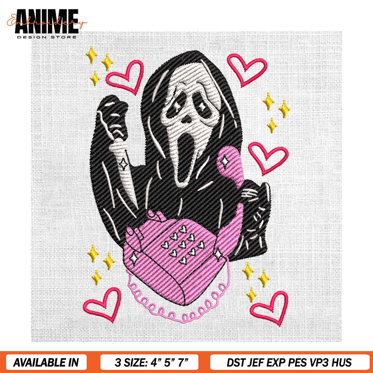 Ghostface Scream Horror Glitter Halloween Embroidery | Inspire Uplift