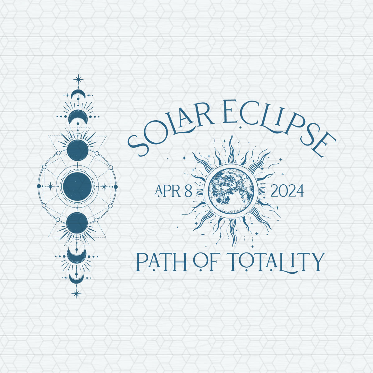 Retro Solar Eclipse 2024 Path Of Totality SVG | Inspire Uplift