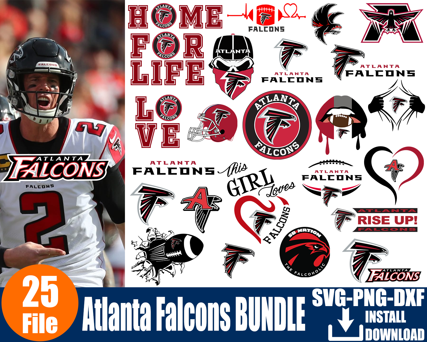 Atlanta Falcons Logos SVG Bundle - 25 Designs | Inspire Uplift