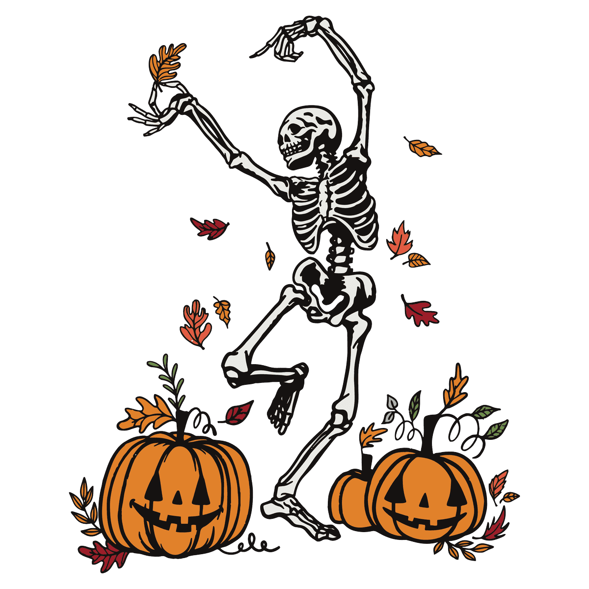 Spooky Fall Dancing Skeleton SVG Graphic Design File | Inspire Uplift